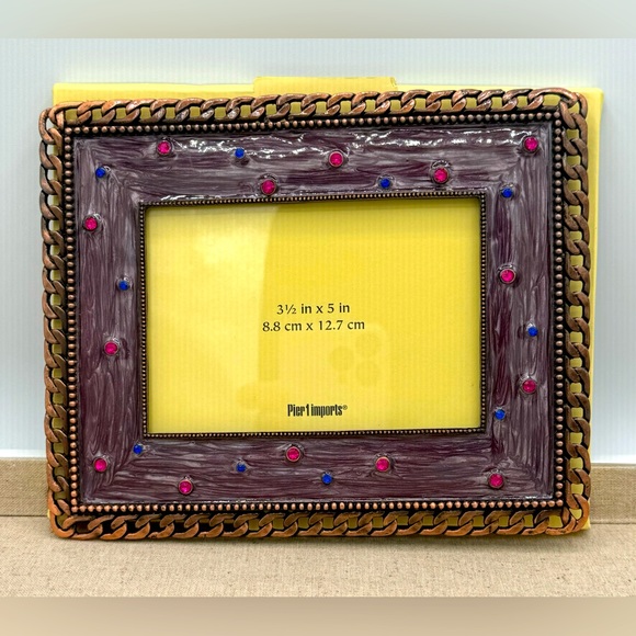 Pier 1 | Accents | Pier Bronze Metal Purple Jeweled Photo Frame | Poshmark